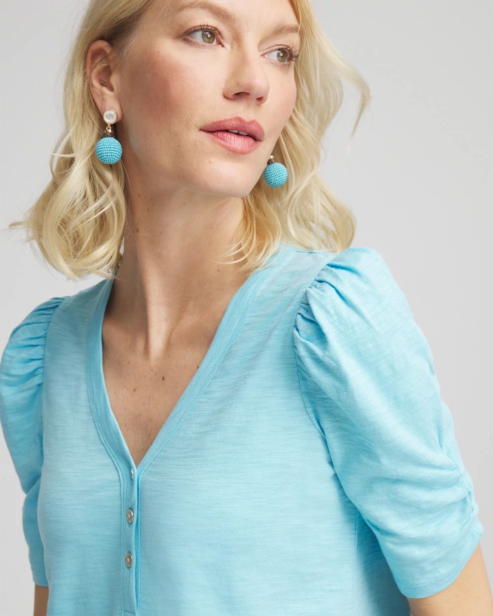 Slub Split Neck Henley Tee | Chico's